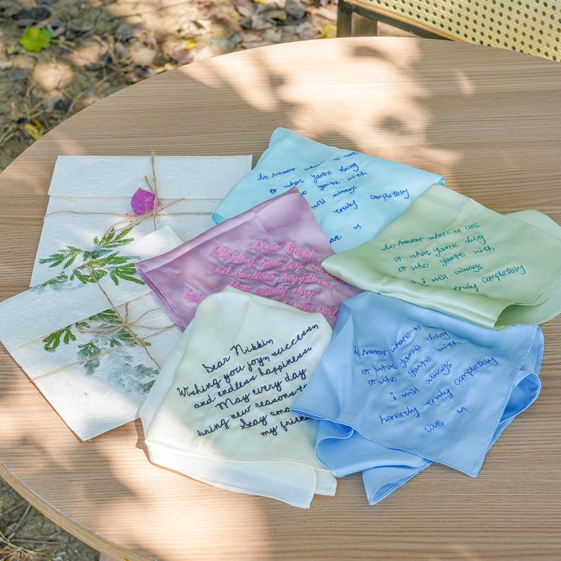 Personalized Mulberry Silk Handkerchief Set – Custom Embroidered ...