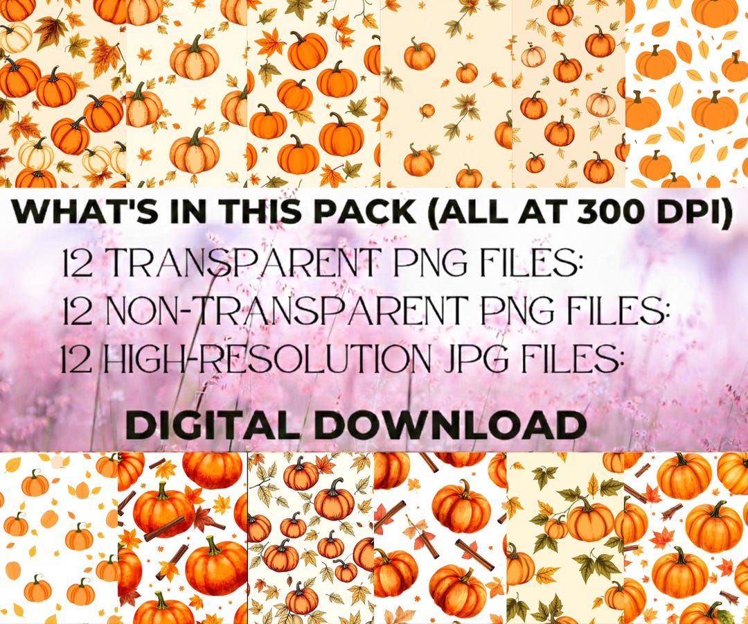Watercolor Pumpkin Spice Digital Paper Pack, Seamless Fall Patterns ...