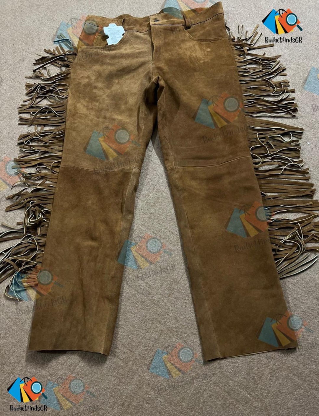 Men’s Handmade Suede Leather Western Fringe Pants – Cowboy Buckskin ...