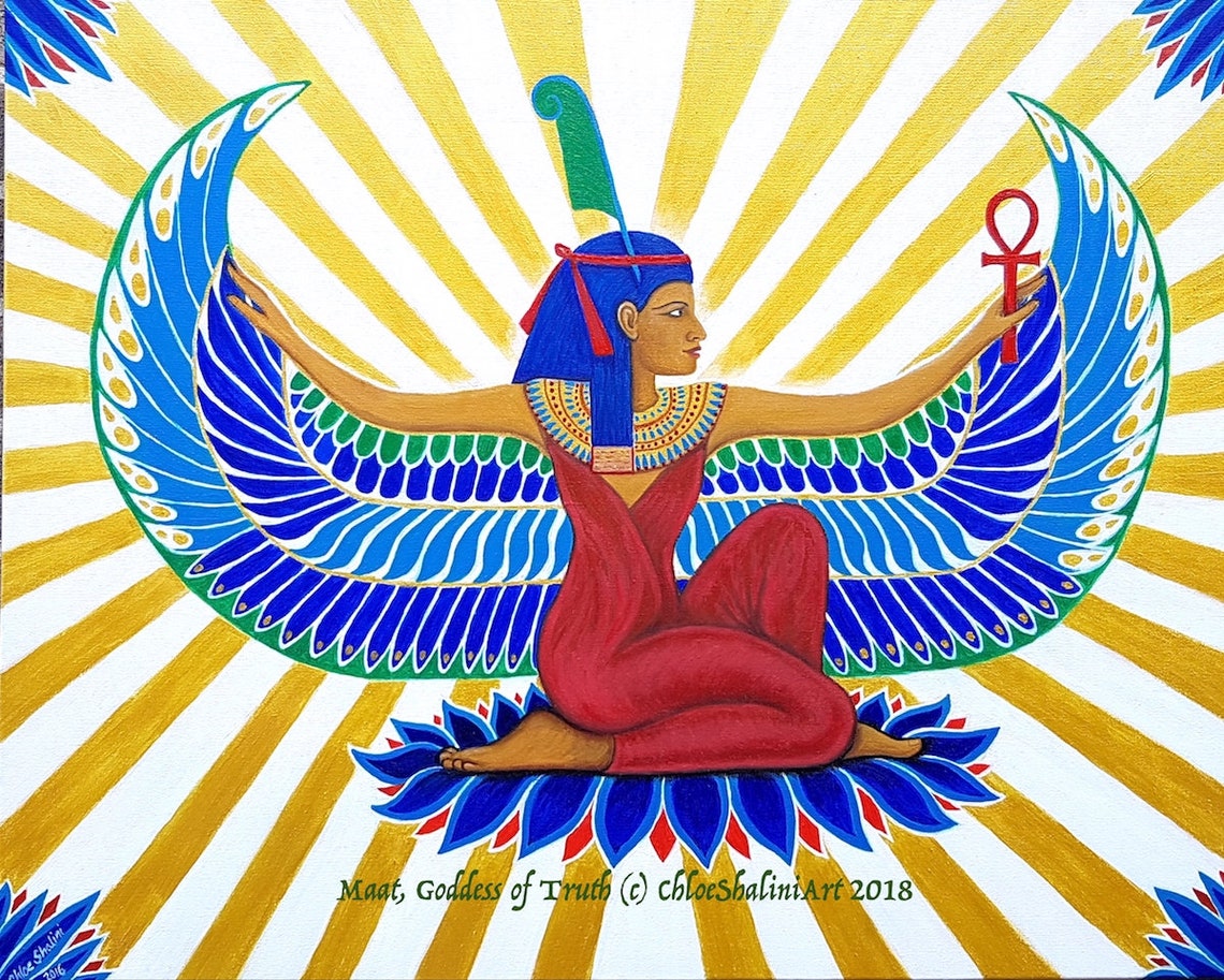Maat Egyptian Goddess of Truth Winged Ma'at art print | Etsy