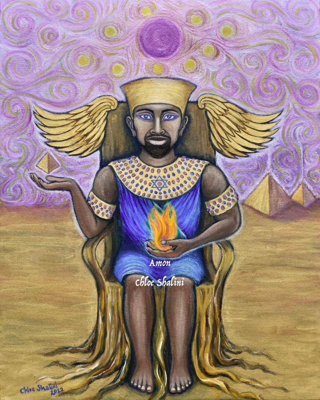 Amun ART PRINT Sizes A4/A3, From Original Sekhem Painting, Egyptian God ...