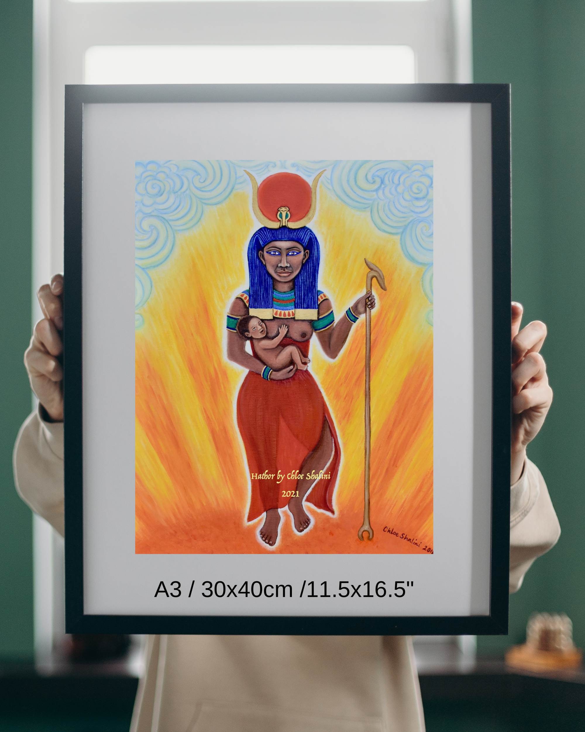 Hathor ART PRINT Sizes A5/A4/A3, Egyptian Mother Goddess of Sensuality ...