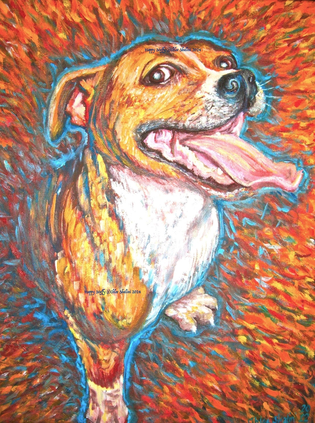 Staffy Dog ART PRINT A4/A3 Staffordshire Bull Terrier Art Print of ...