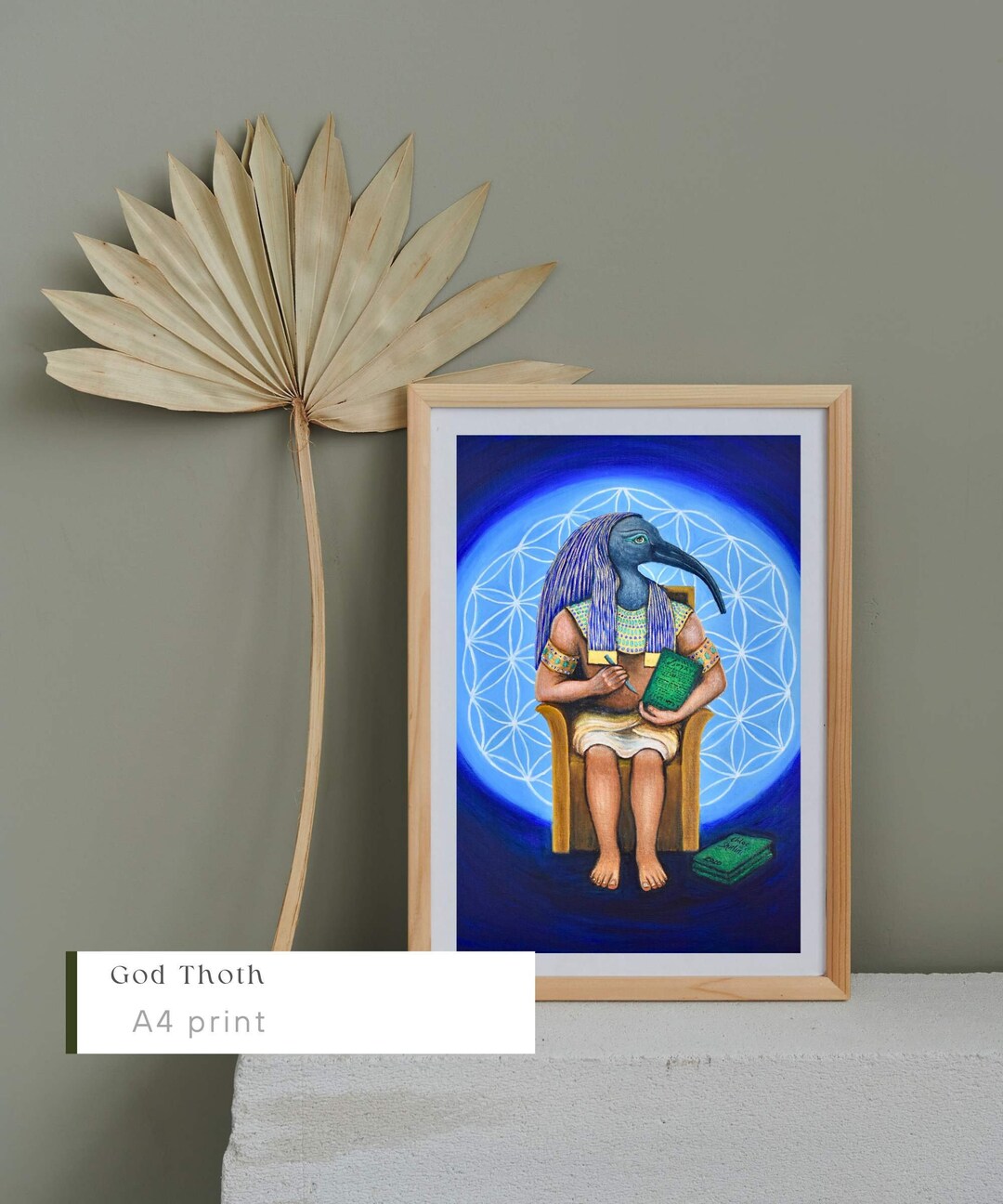 Thoth And The Emerald Tablets Art Print A5a4a3 Sizes Egyptian God Of Writing Free Shipping Etsy