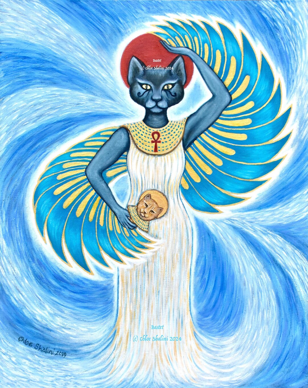 Bastet Lyran ART PRINT of Original Oil Painting Sizes A4/A3, Atlantean ...