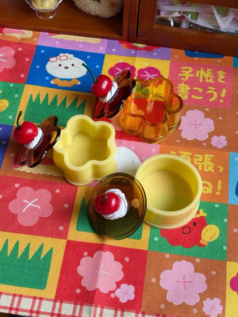 Pudding Shaped Storage Box Japanese Retro Dessert Container Desk Decor ...