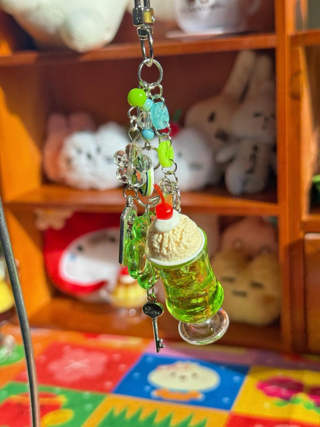 Green Cream Soda Clover Keychain Japanese Retro Phone Bag Charm ...