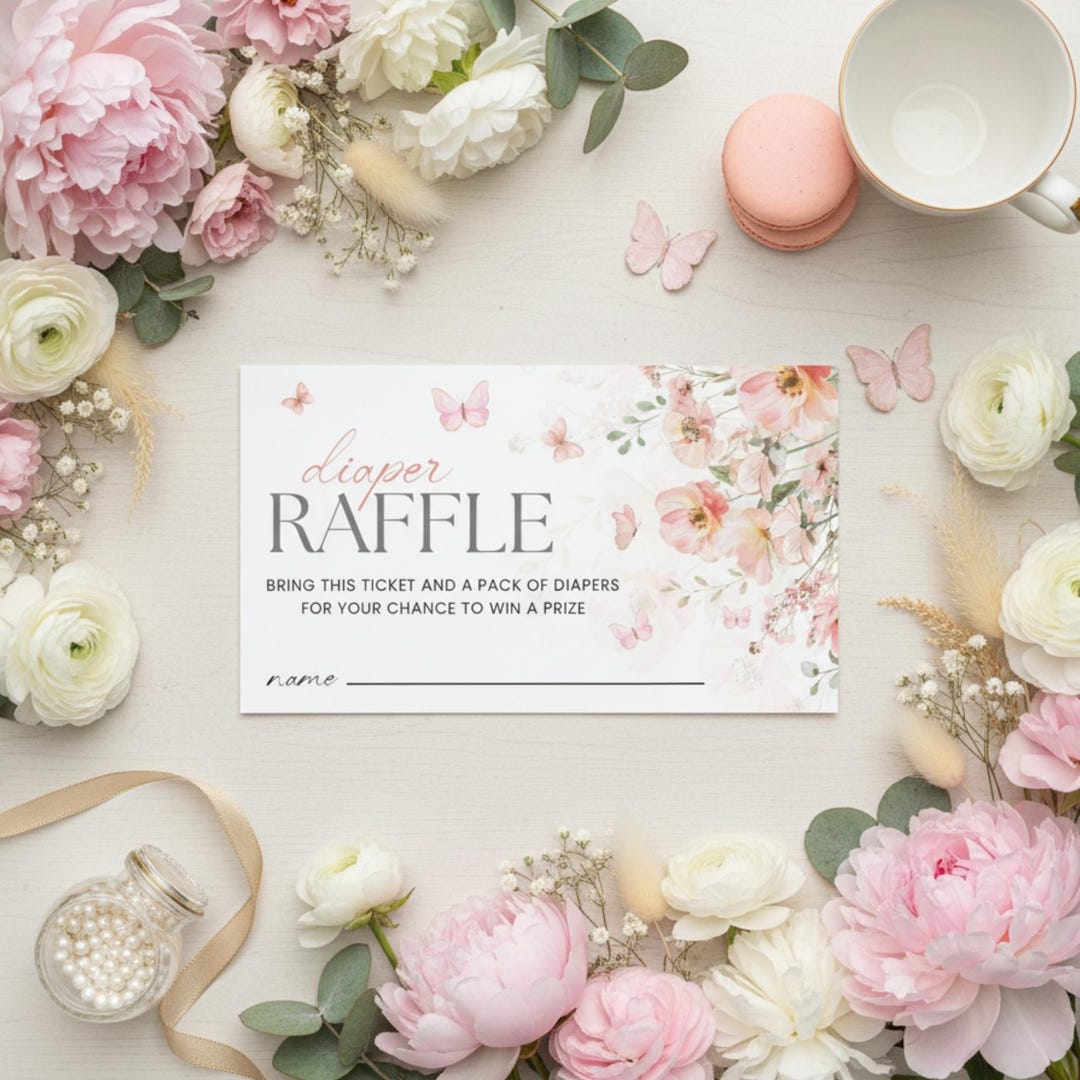 Wildflower Diaper Raffle Card Printable, Baby in Bloom Baby Shower ...
