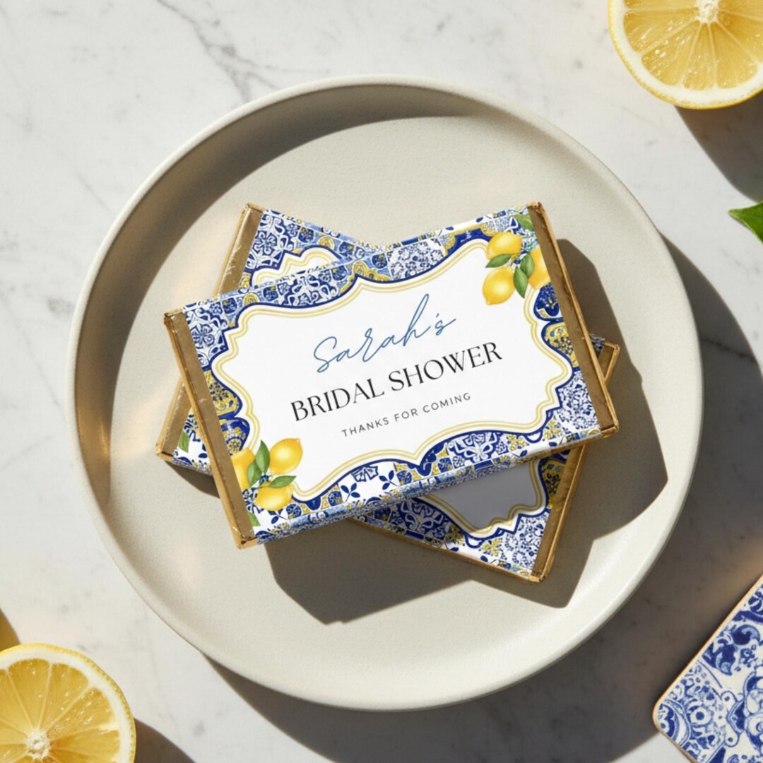 Editable Lemon Chocolate Wrapper Label, Amalfi Tile Candy Bar Wrapper ...