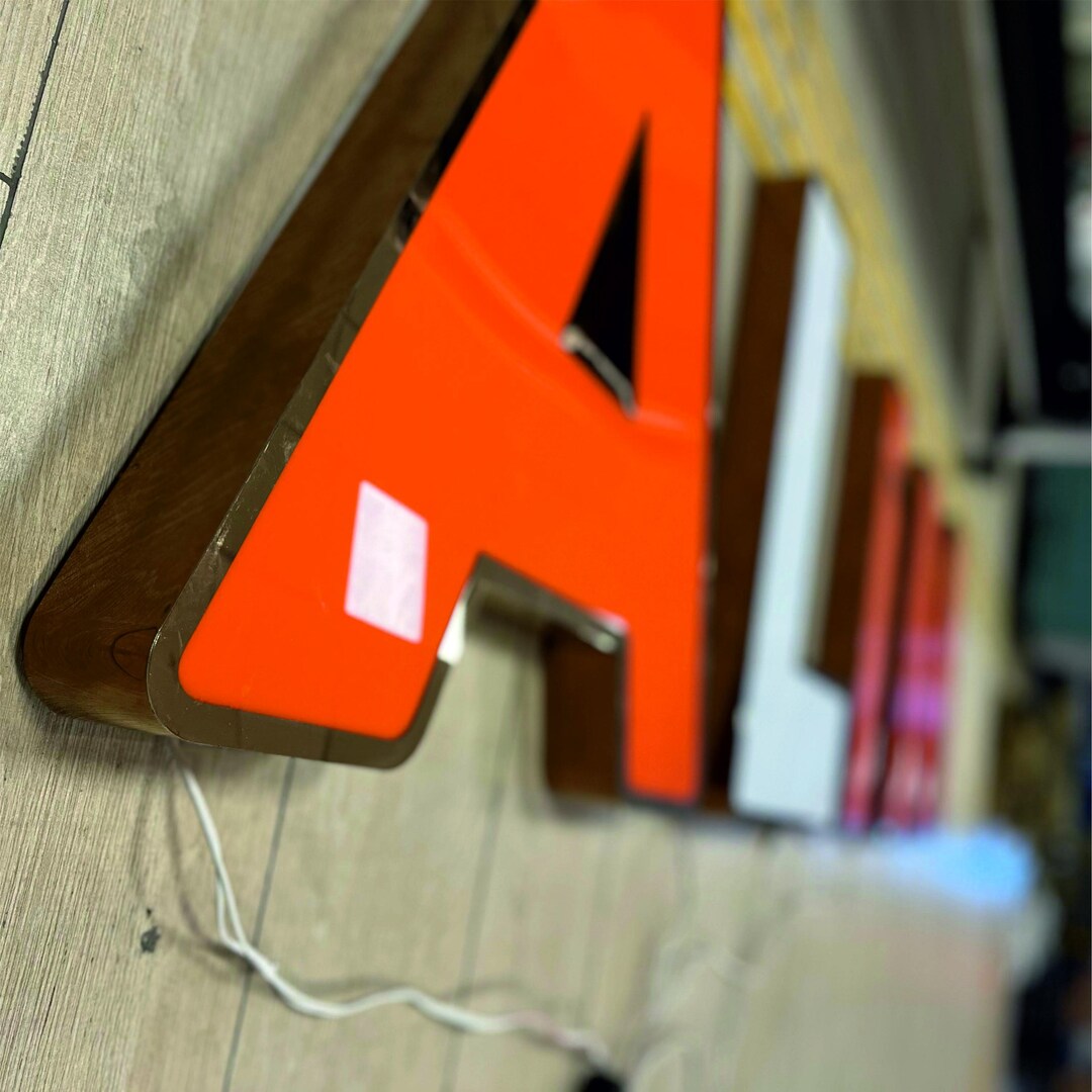 Frontlit Acrylic 3D Metal Logo Sign - Custom Wall Decor - Etsy