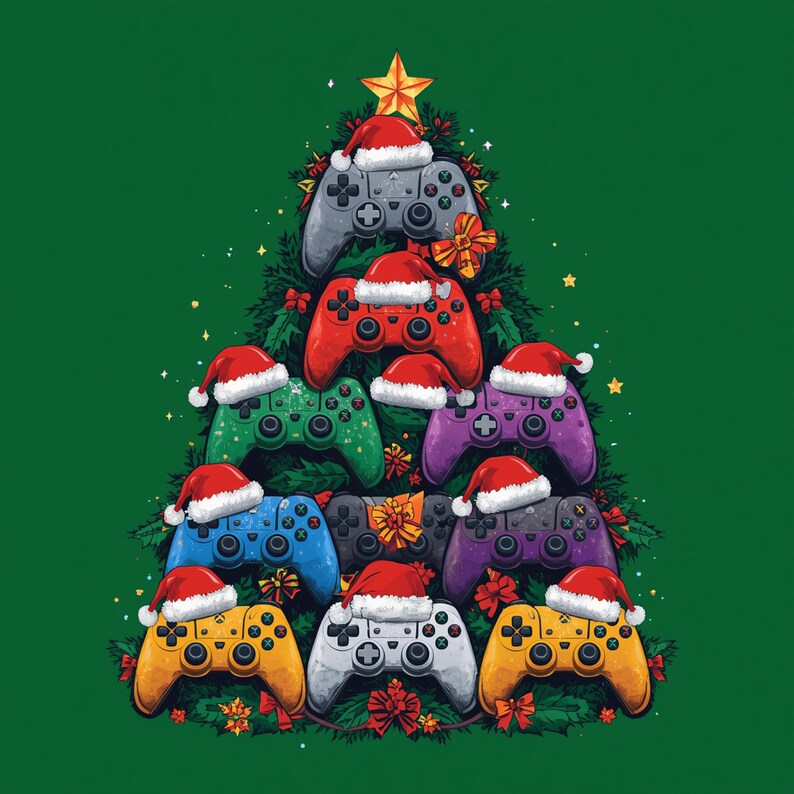 Gamer Christmas Tree PNG, Video Game Controller Xmas Shirt Design ...