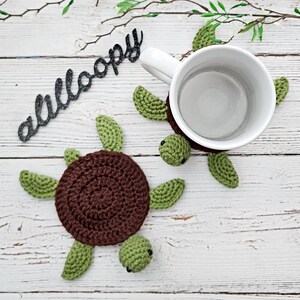 Handmade Crochet Turtle Coaster Sea Turtle Mug Rug Beach Table Decor ...
