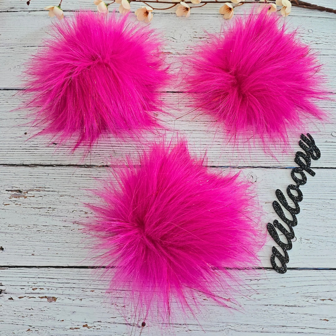 Dragon Fruit Faux Fur Tinsel Pom Pom Luxury Fluffy Oversized Pom Hot ...