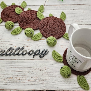 Handmade Crochet Turtle Coaster Sea Turtle Mug Rug Beach Table Decor ...