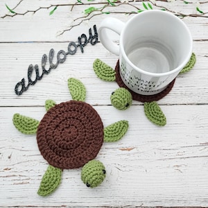 Handmade Crochet Turtle Coaster Sea Turtle Mug Rug Beach Table Decor ...
