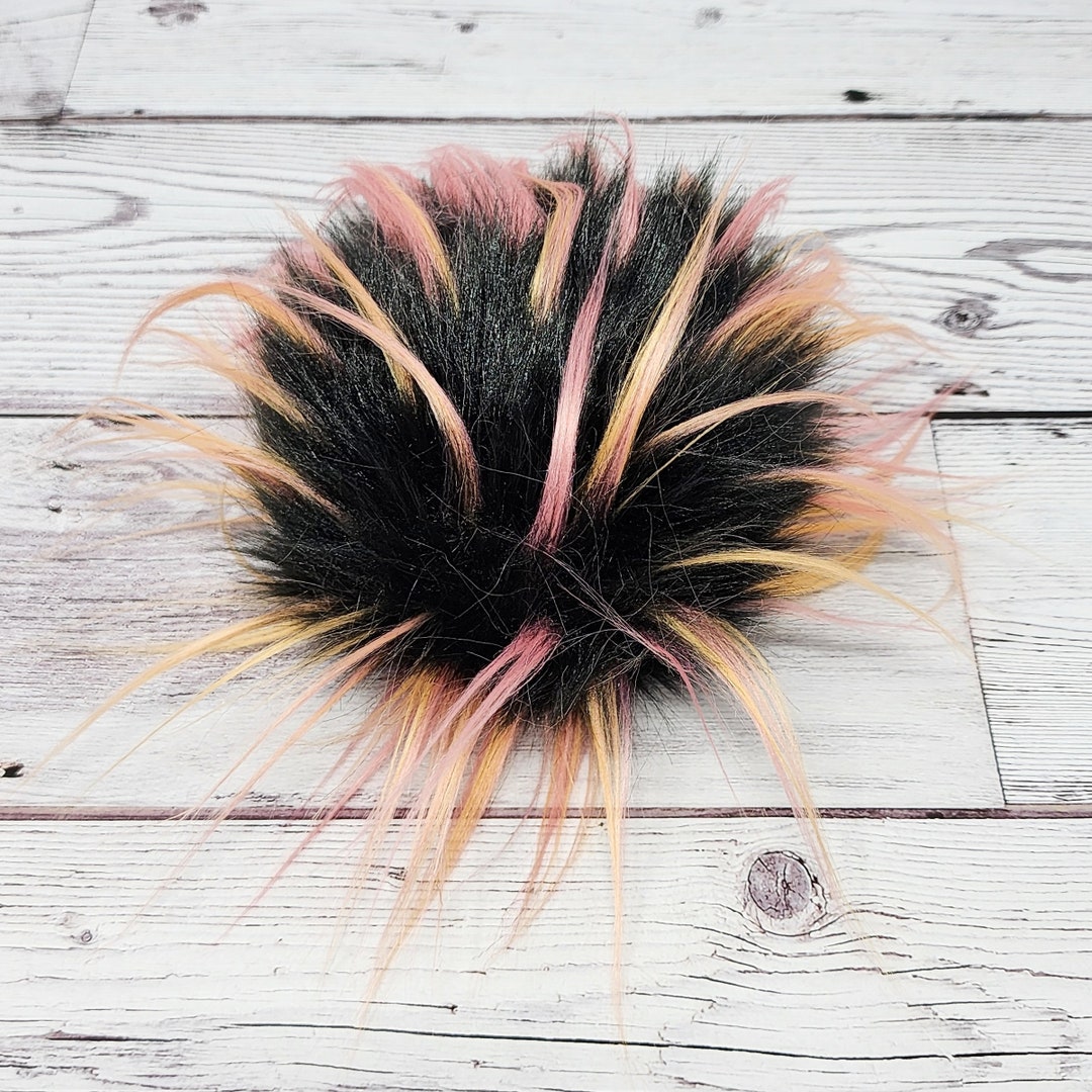Signature A Lil' Loopy Faux Fur Pom Pom | Orange and Pink Faux Fur Pom ...