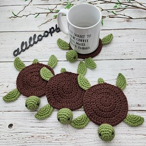 Handmade Crochet Turtle Coaster Sea Turtle Mug Rug Beach Table Decor ...