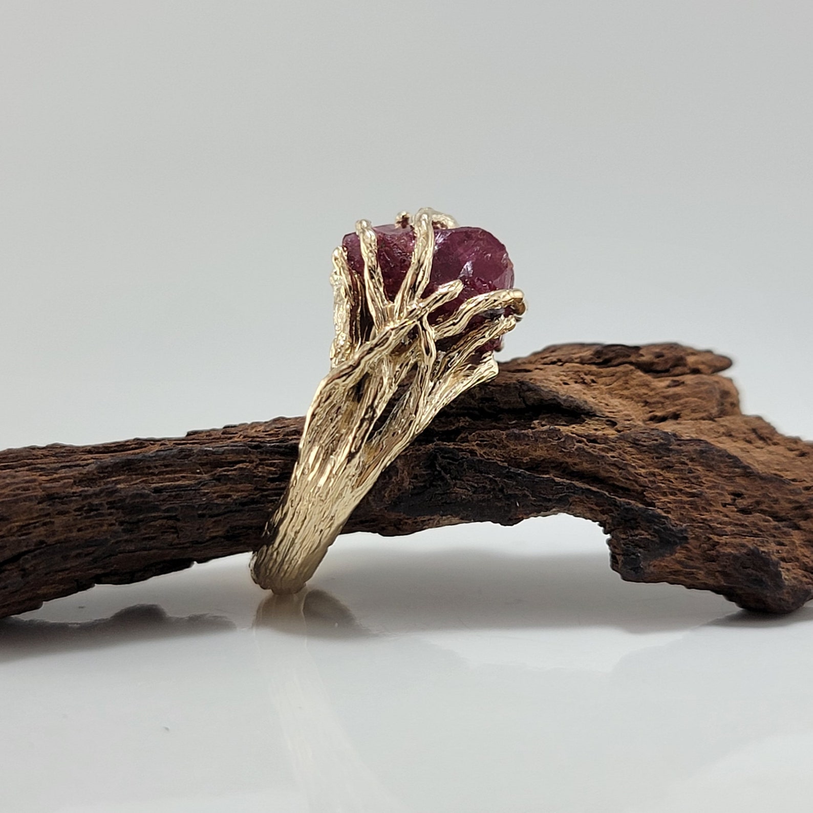 Winza Ruby Branch & Twig Engagement Ring in 14k Yellow Gold - Etsy