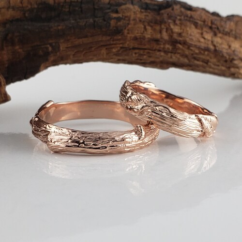 Mokume Gane Wedding Ring 18ct Yellow and White Gold | Etsy