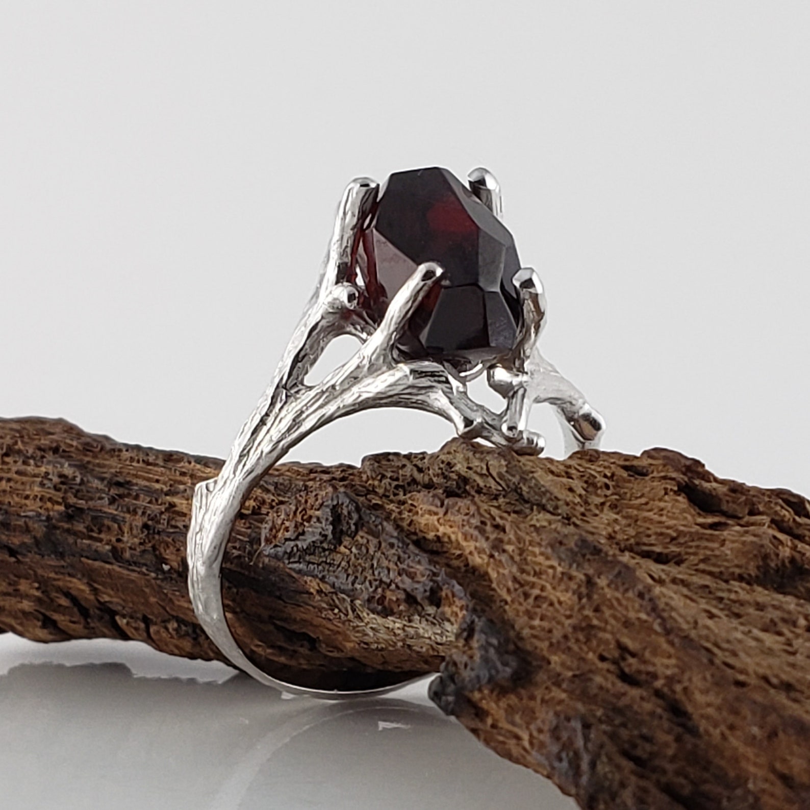 Ant Hill Garnet Gemstone 14k Gold Twig Engagement Ring. - Etsy