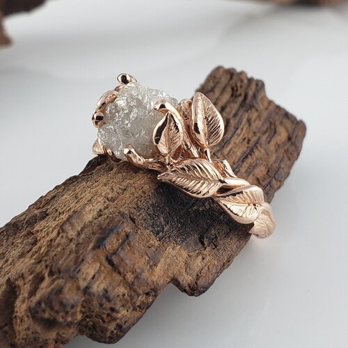Rose Gold Raw Diamond Engagement Ring Rose Gold Raw Diamond | Etsy