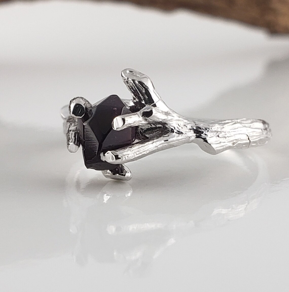 1ct Ant Hill Garnet Hand Cut in Solid 14k White Gold - Etsy