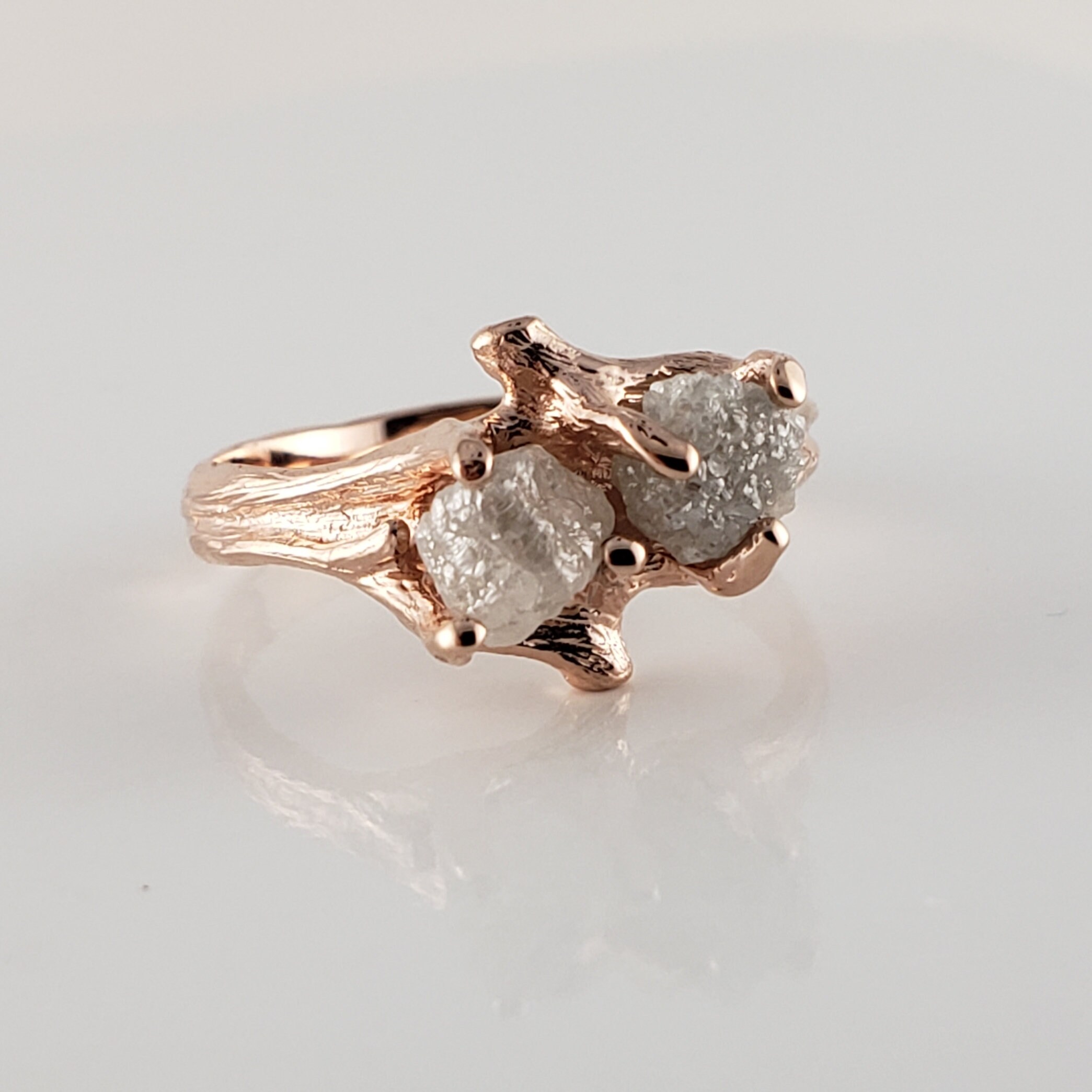 Two Raw Stone Engagement Ring Anniversary Jewelry Gemstone | Etsy