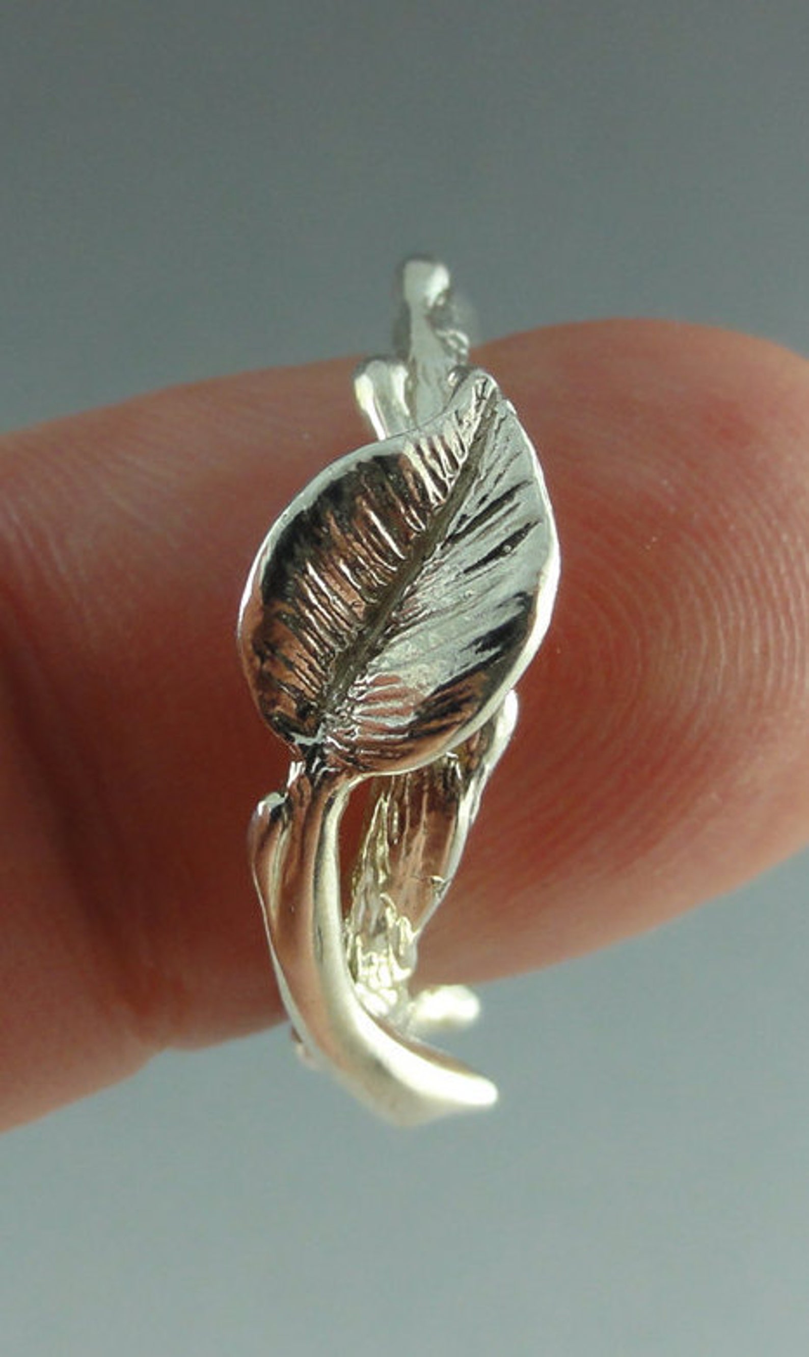 Leaf & Twig Sterling Silver Promise Ring: Nature Inspired - Etsy