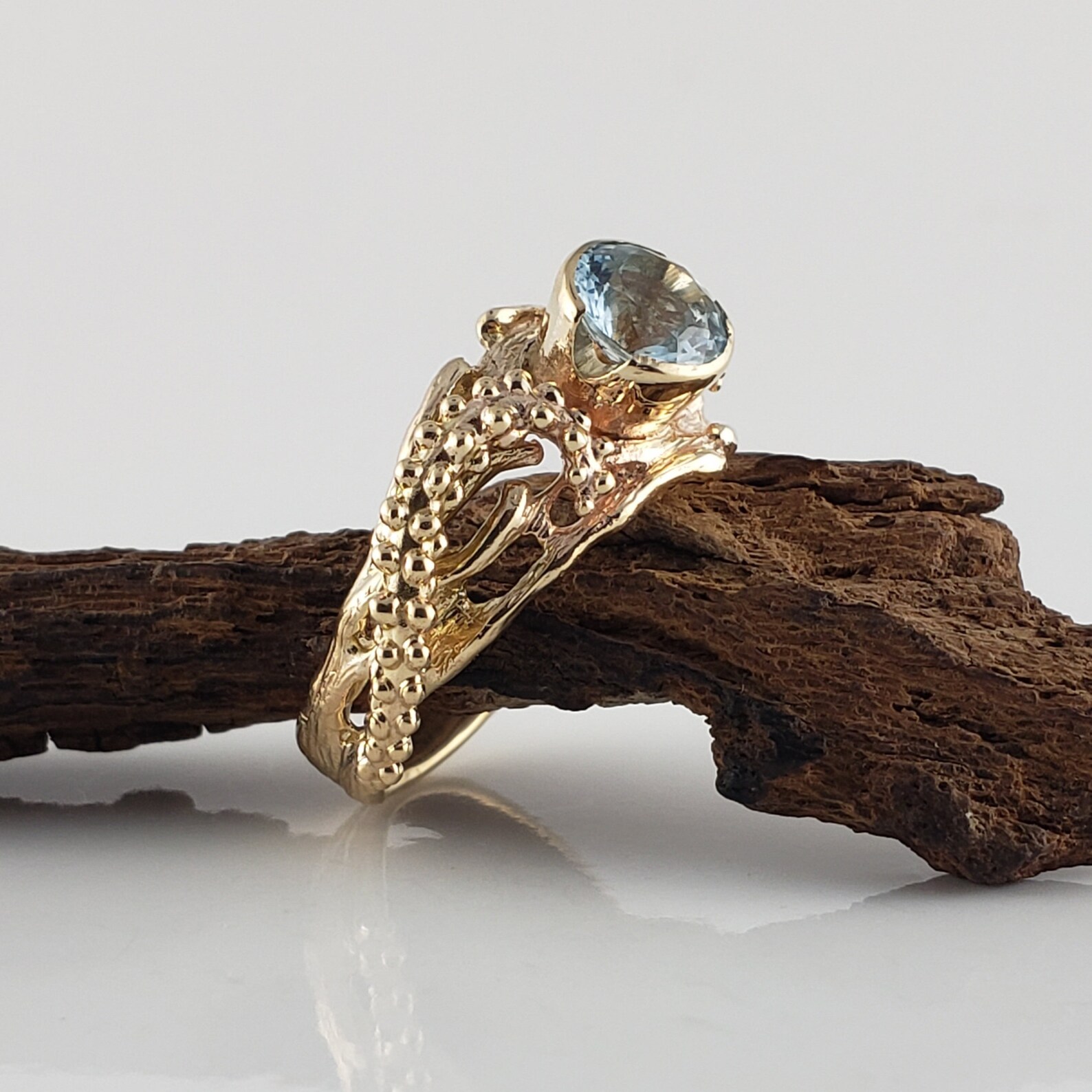 Aquamarine Ocean Life Engagement Ring Starfish & Coral - Etsy