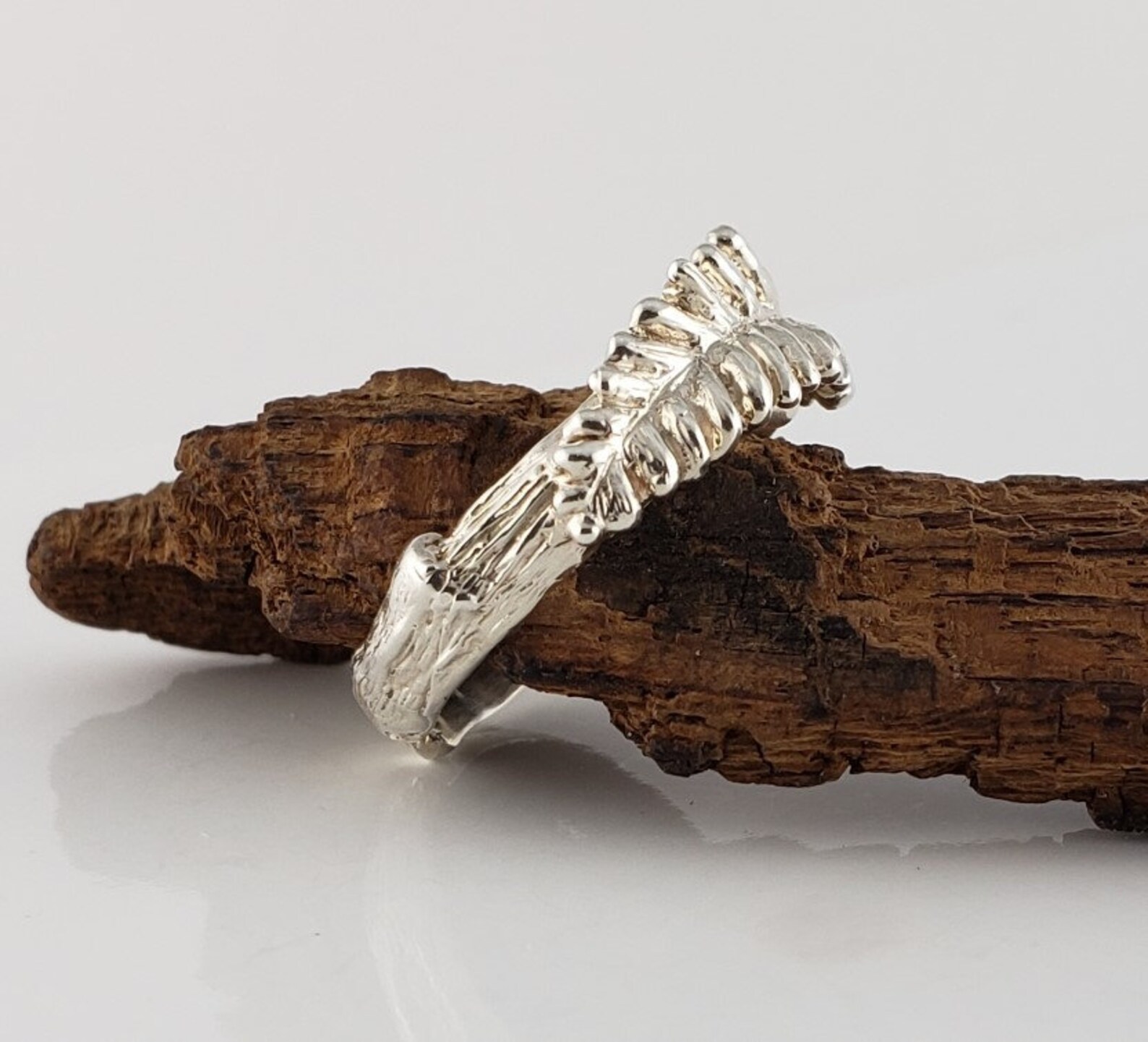 Hand Sculpted Fern Leaf Promise Ring Engagement Ring Custom | Etsy