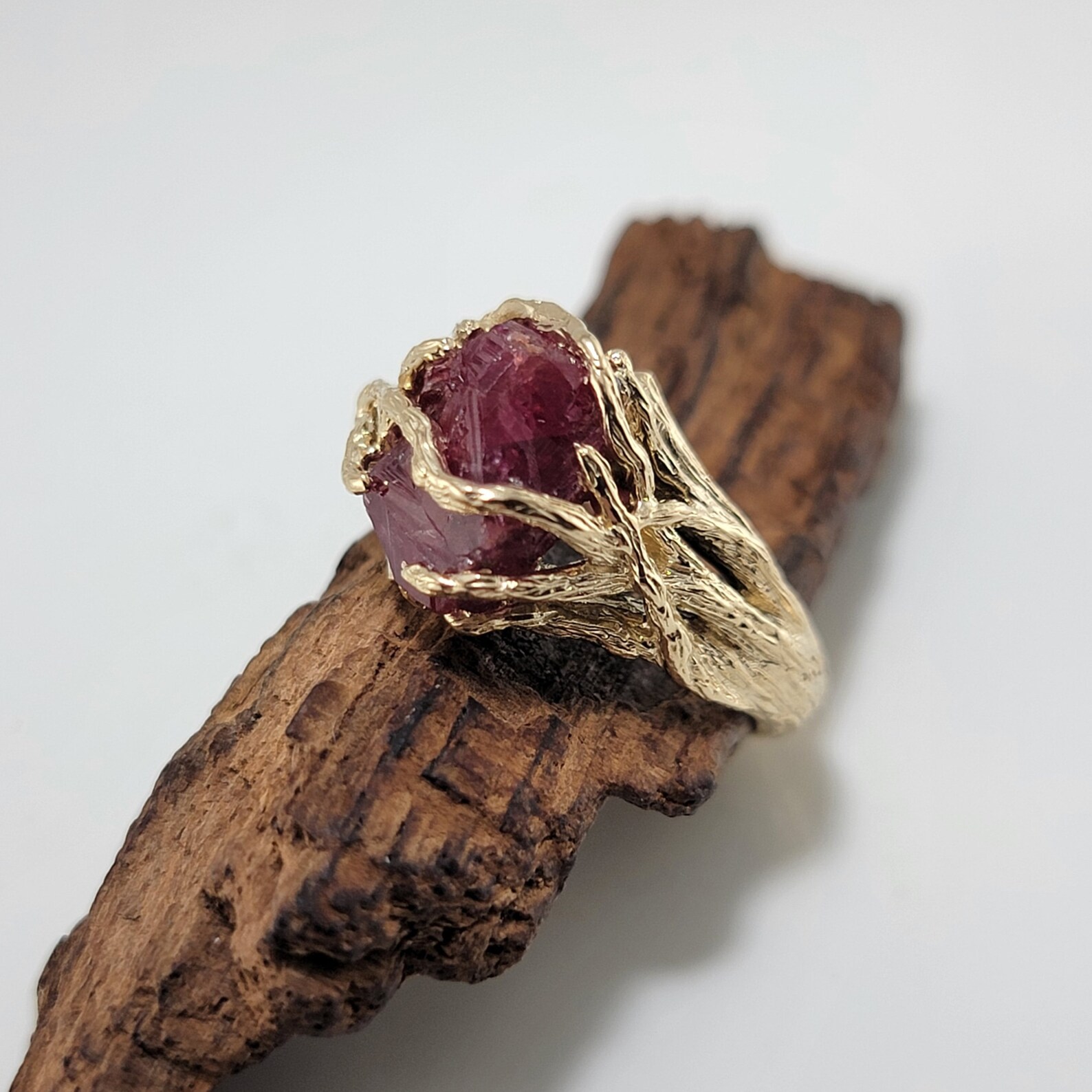 Winza Ruby Branch & Twig Engagement Ring in 14k Yellow Gold ...