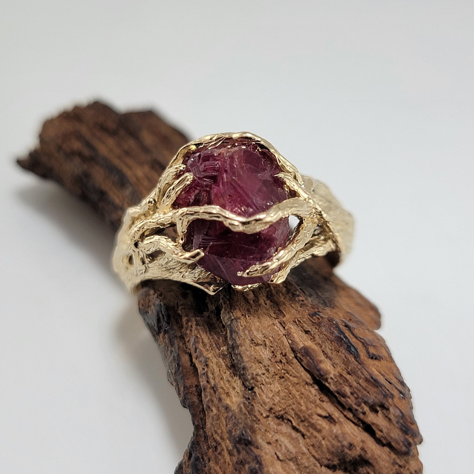 Winza Ruby Branch & Twig Engagement Ring in 14k Yellow Gold - Etsy