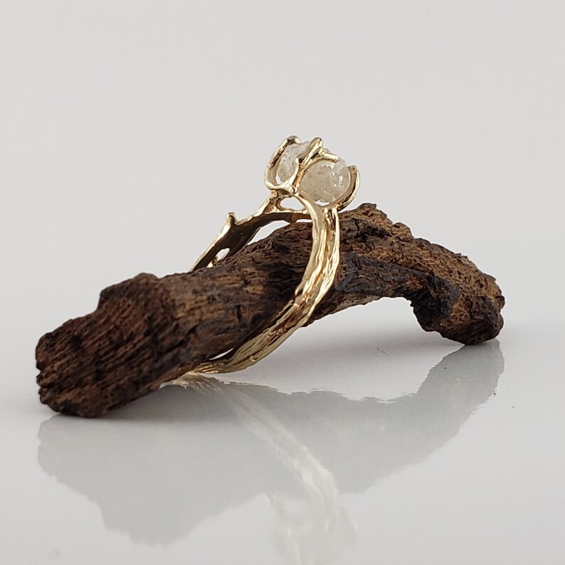 Yellow Gold Raw Diamond Ring Gold Engagement Ring Diamond - Etsy