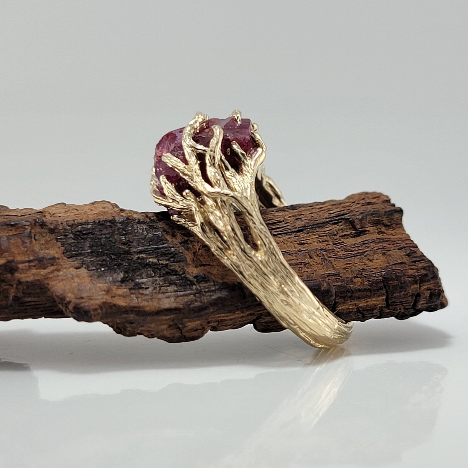 Winza Ruby Branch & Twig Engagement Ring in 14k Yellow Gold - Etsy