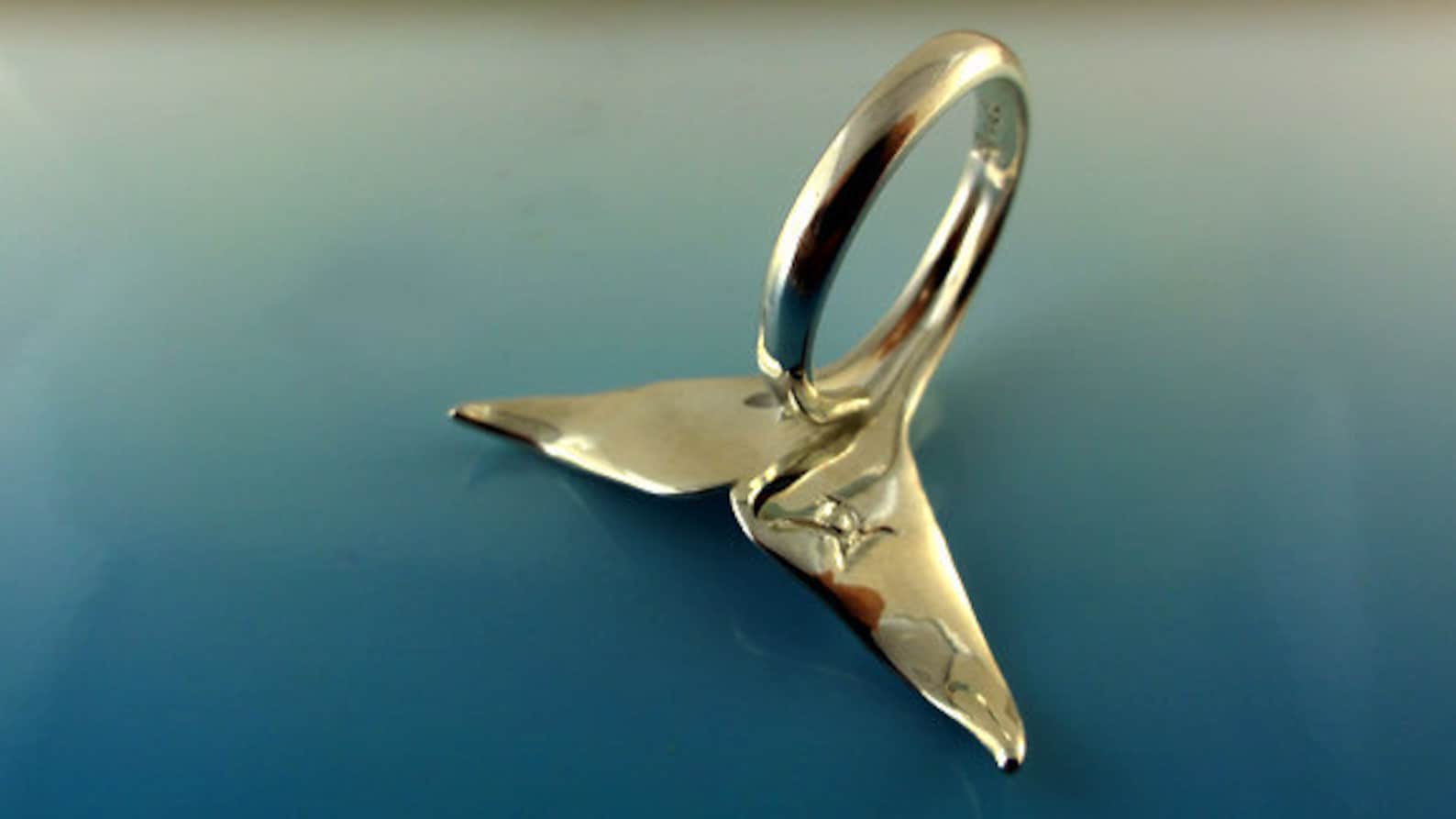 Whale Tail Ring Sea Life Jewelry Whale Ring Nautical - Etsy