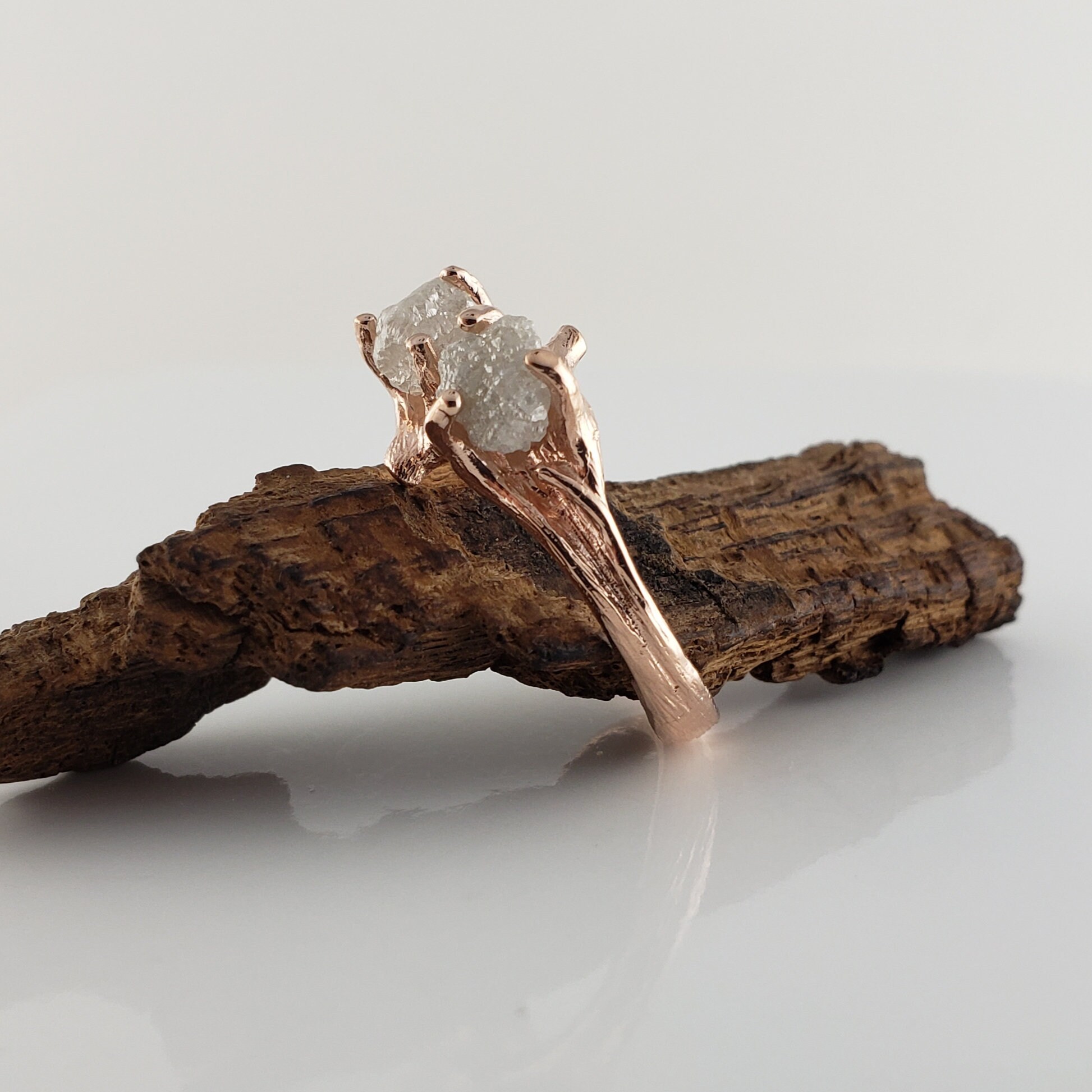 Two Raw Stone Engagement Ring Anniversary Jewelry Gemstone | Etsy