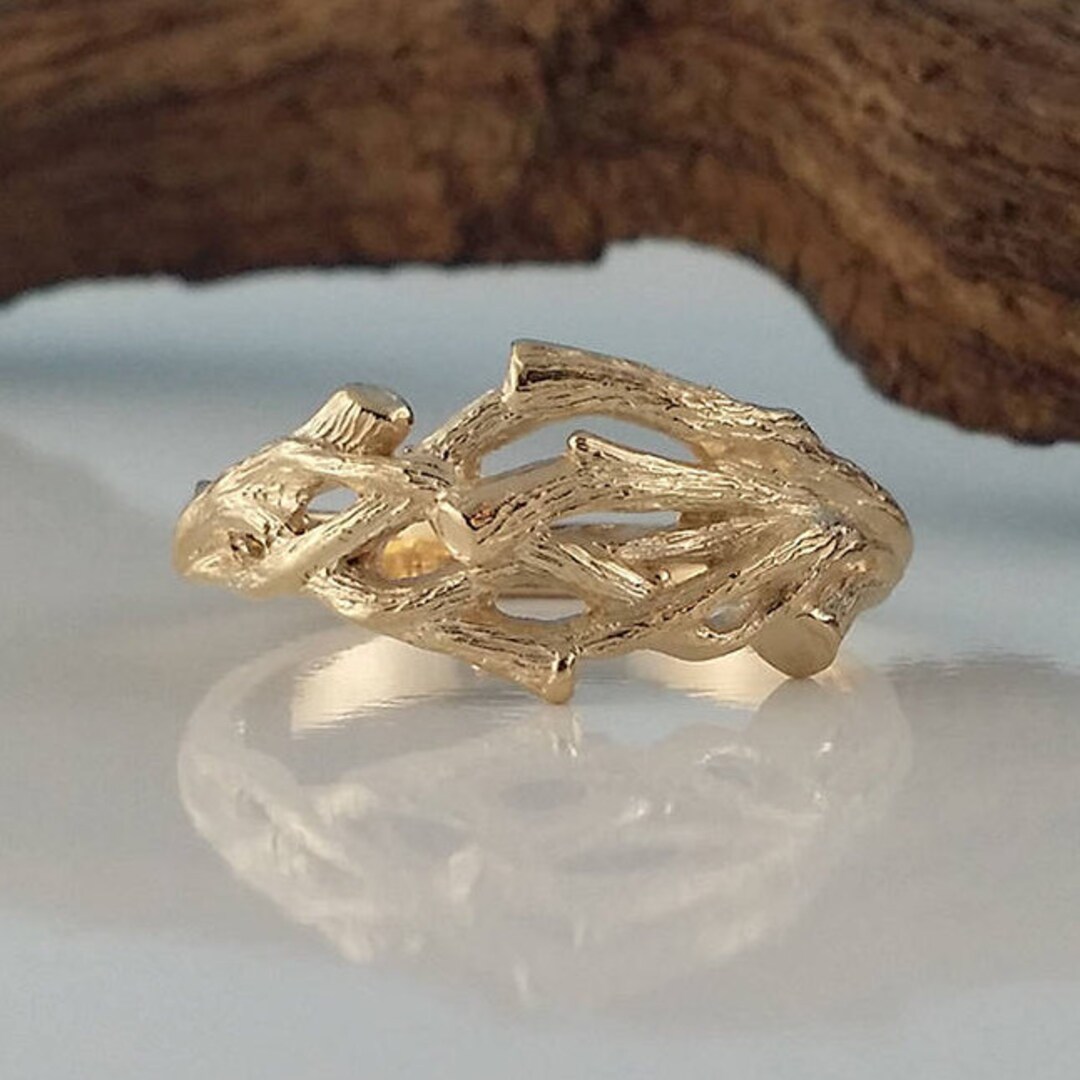 Twig Style Mens Wedding Band, Branch Engagement Ring, Hand Sculpted by ...