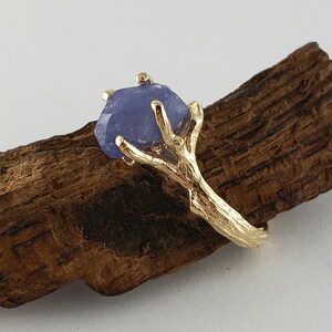 Yellow Gold Raw Tanzanite Ring - Gemstone Engagement Ring - Gold ...