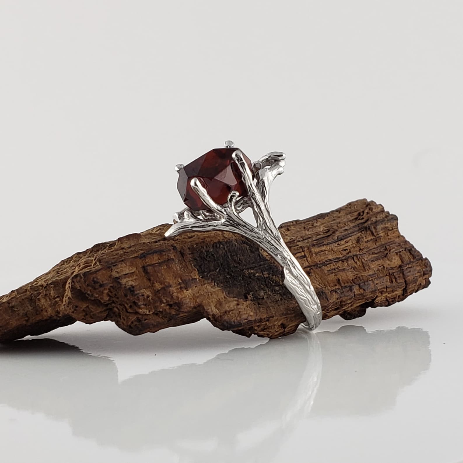 Ant Hill Garnet Gemstone 14k Gold Twig Engagement Ring. - Etsy