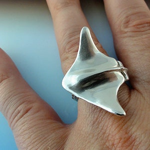 Sterling Silver Stingray Ring Adjustable Ring Sterling Silver Nautical ...