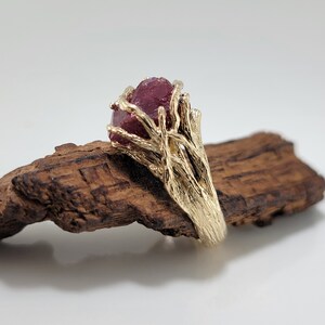 Winza Ruby Branch & Twig Engagement Ring in 14k Yellow Gold, Anniversary Ring, Hand Sculpted by ...