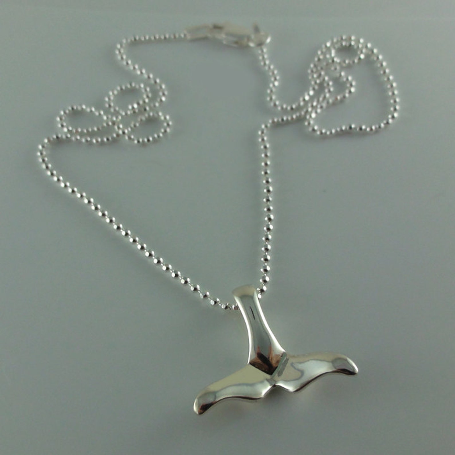 Small Sterling Silver Whale Tail Pendant - Etsy