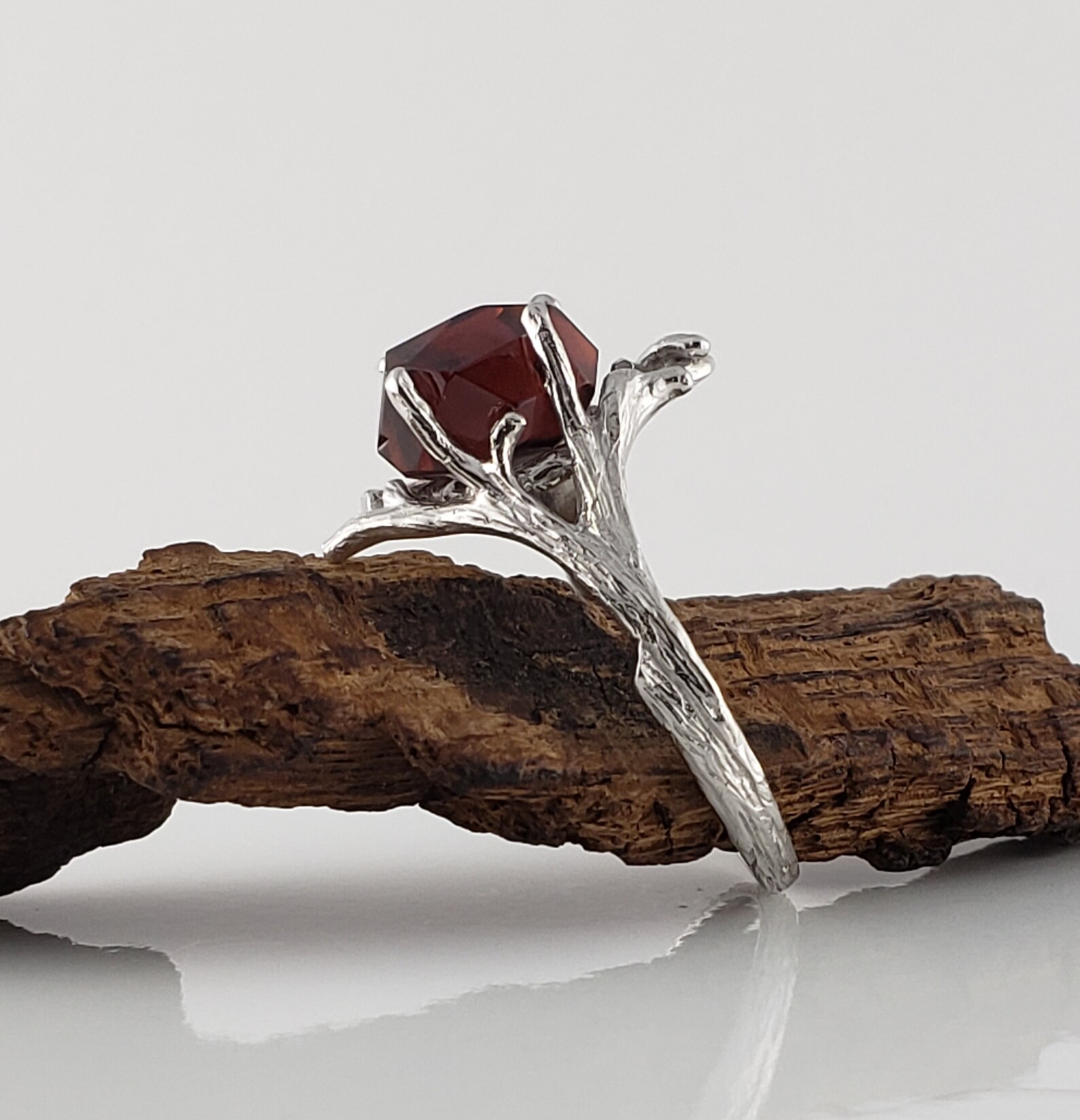 Ant Hill Garnet Gemstone 14k Gold Twig Engagement Ring. - Etsy