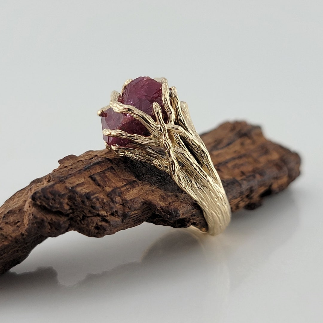 Winza Ruby Branch & Twig Engagement Ring in 14k Yellow Gold ...