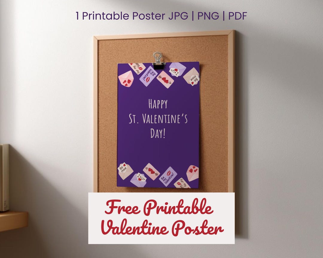 Happy St. Valentine’s Day Printable Poster | Instant Download (JPG ...