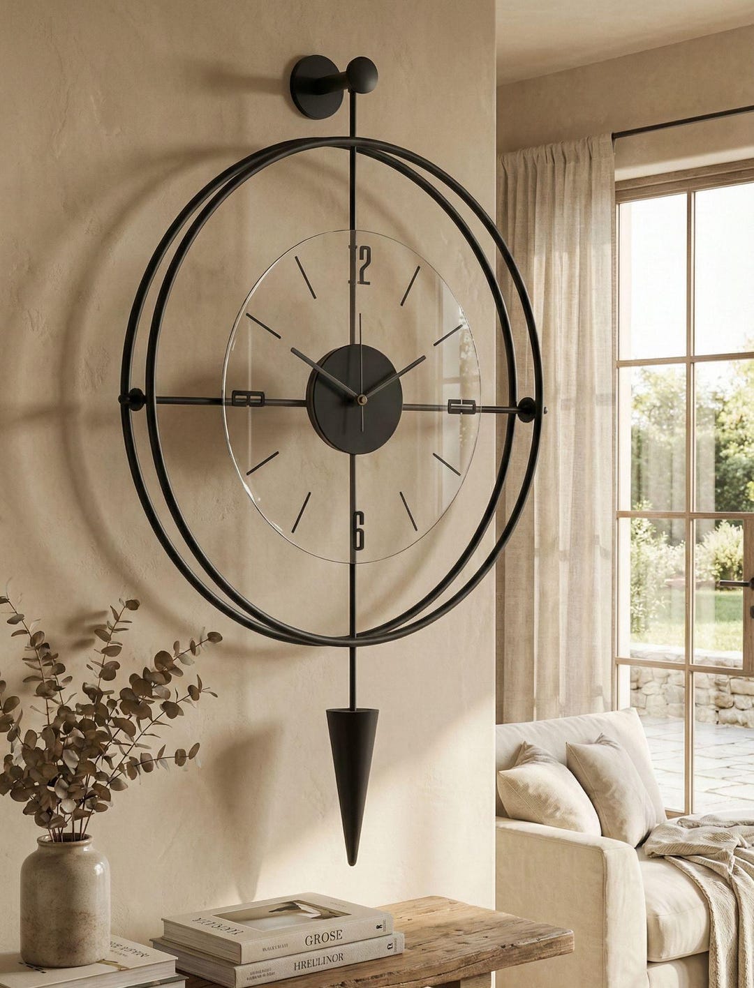 Metal Wall Clock Large, Black Modern Spiral, Unique Oversized ...