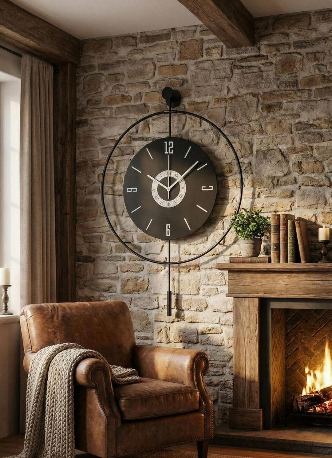 Black Metal Wall Clock Large LED, Light up Modern Spiral, Unique ...