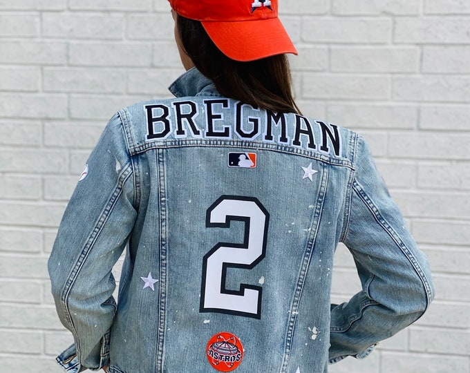 Custom Jean Jacket | Custom Denim Jacket| Houston Astros | Sports ...