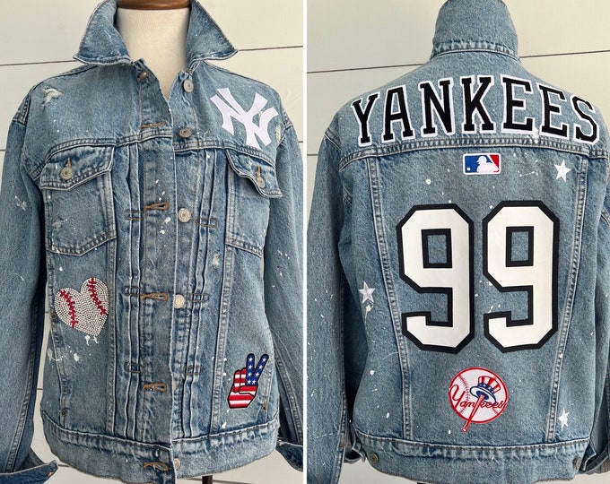 Custom Sports Denim Jean Jacket | Custom Denim Jacket| NY Yankees ...