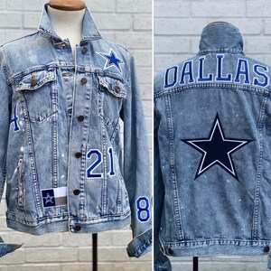 Custom Jean Jacket | Custom Vinyl Logo Jacket | Large Logo Sports ...